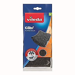 Vileda Glitzi Power INOX Steel Sponge for Stubborn Dirt, 2 Pieces
