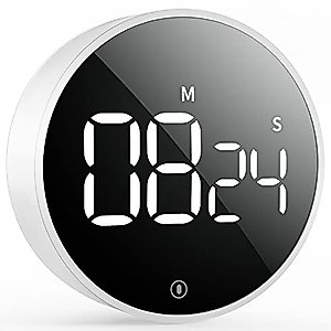 VOCOO Digital Kitchen Timer - Magnetic Countdown Countup Timer with Large LED Display Volume Adjustable, Easy for Cooking and for Seniors and Kids to Use (White)
