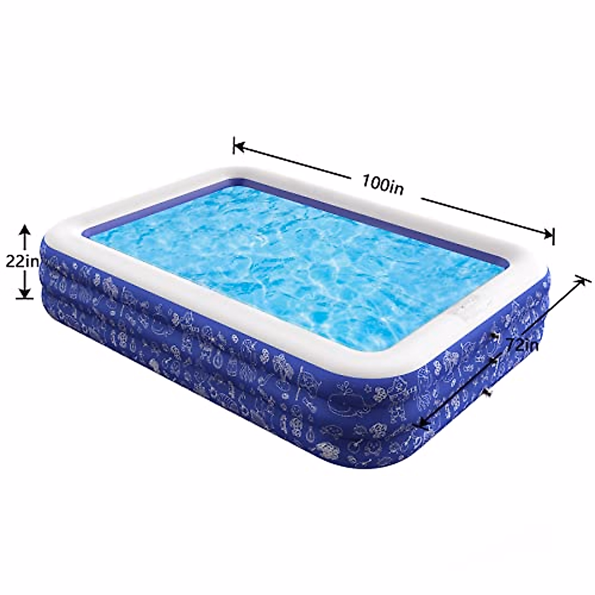 Inflatable Swimming Pool Full-Sized Pools Above Ground for Girls/Boys Garden Backyard Outdoor Swim Center Water Party Family Pool Royal Blue,100"x72"x22" Summer Water Party(No Pump)