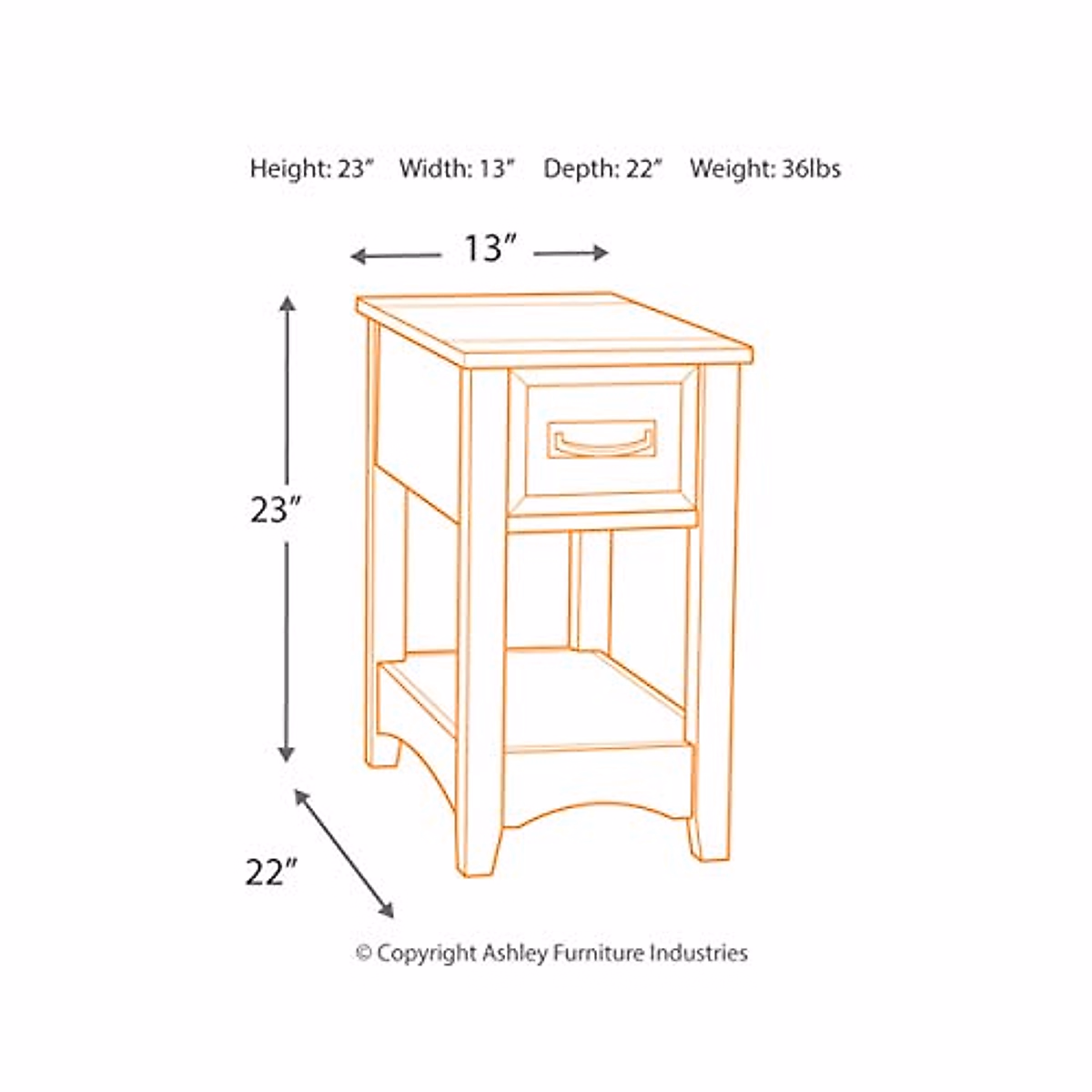 Signature Design by Ashley Breegin New Traditional Wooden Chair Side End Table with 1 Drawer and 1 Fixed Shelf, Brown