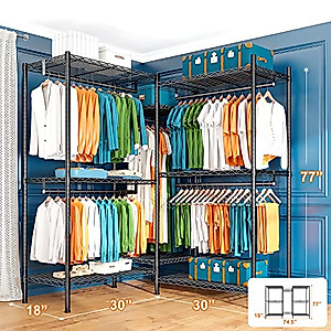 Raybee Heavy Duty Clothes Rack, 825 LBS Clothes Racks for Hanging Clothes, Heavy Duty Clothing Racks for Hanging Clothes , DIY Portable Clothes Rack Wide Garment Rack Closet Rack, 74.5"W X 18"D X 77"H
