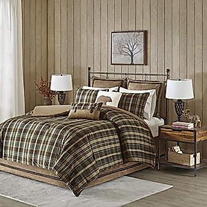 Woolrich 26 by 26-Inch Hadley Plaid Sham, Euro, Bark