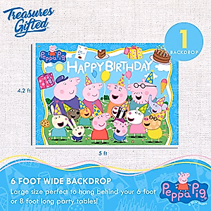 Treasures Gifted Officially Licensed Peppa Pig Birthday Party Supplies - Serves 16 Guests Ultimate Set Peppa Pig Party Supplies, Peppa Pig Decorations, Peppa Pig Backdrop, Peppa Pig Cake Topper & More