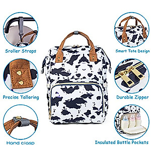 Starte Baby Diaper Backpack with Stroller Straps Large Capacity Baby Bags for Fashion Mommy Maternity Nappy Bag,Cow Grain