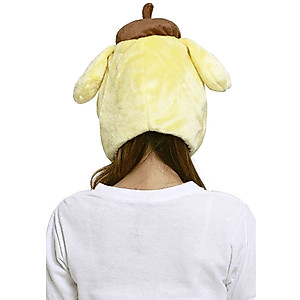 Sanrio Pompompurin (Pom Pom Purin) Fluffy Beanie Cap Soft Warm Winter Head wear Yellow