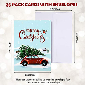Outus Set of 36 Christmas Greeting Cards with Envelopes, 9 Merry Christmas Designs Note Cards Christmas Cards Assortment