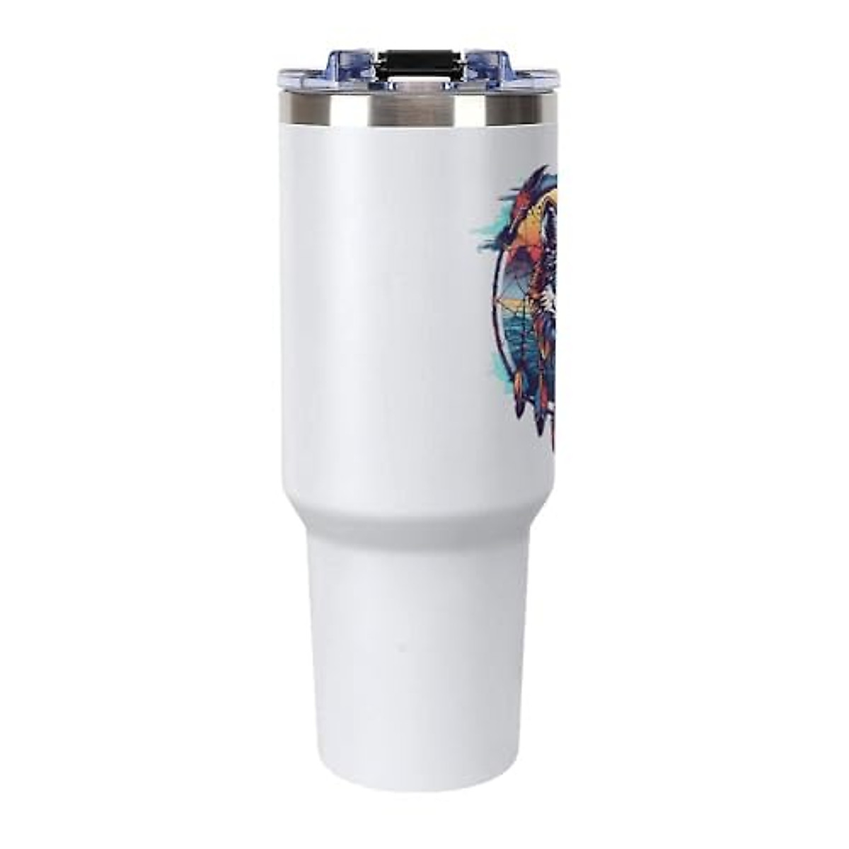 Charm Wolf Dream Catcher Insulated Tumbler with Lid And Straw Stainless Steel Travel Coffee Mug 40oz Deep Blue-style