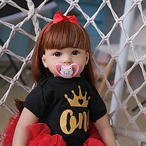Zero Pam Lifelike Reborn Toddler Girls Dolls 24 Inch Realistic Looking Handmade Reborn Baby Dolls Weighted Body Princess Dress Newborn Silicone Vinyl Girl for 3 Yea Old Girls Children