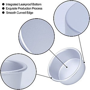 AWTBDP 4 Inch Cake Pan Set of 8, Anodized Aluminum Round Cake Pans with 100 Pcs Parchment Paper Tins Baking Pan for Cheese Cake, Pizza, Quiche, Non Toxic, Leakproof, Easy Pop Out