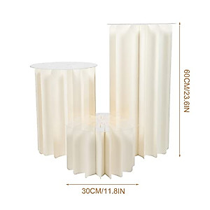 Cabilock Home Decor 1 Set Roman Pillar Statues Greek Columns Figurine Modern Style Folding Paper Pillar Wedding Road with Acrylic Lids for Home Garden Wedding Table Decoration White Office Decor