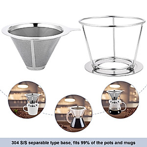 Yanyole Pour Over Coffee Maker,Coffee Filter,Slow Drip Paperless Stainless Steel Cone Coffee Dripper(1 Cup)