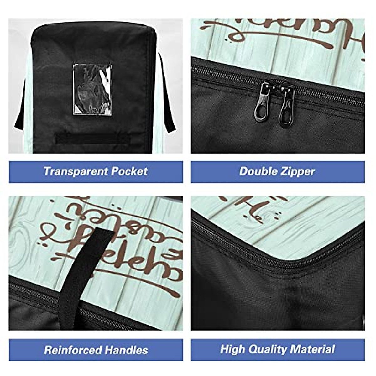 DOMIKING Under Bed Clothes Storage Bag - Bunny Happy Easter Eggs Blanket Storage Large Storage Containers with Zipper Pillow Storage 27.6x19.7x11inch