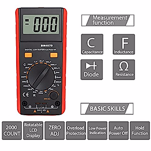 CAMWAY LCR Meter LCD Capacitance Inductance Resistance Tester Measuring Meter Self-Discharge pF nF μF with Overrange Display
