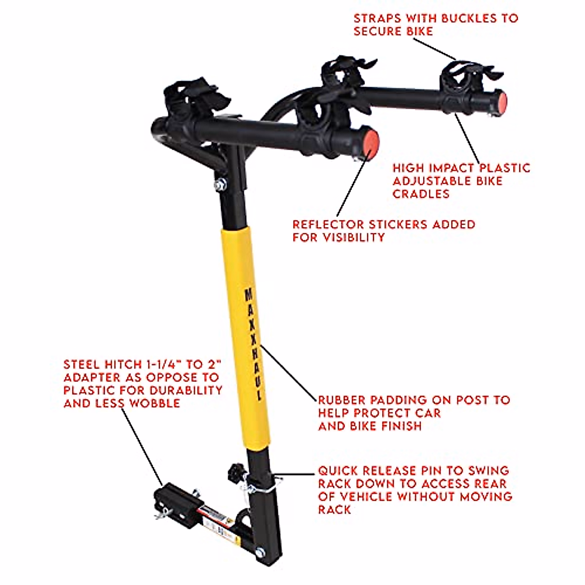 MaxxHaul 50025 Hitch Mount 2 Bike Rack For Cars, Trucks, SUV's, Minivans - 100 lb. Capacity