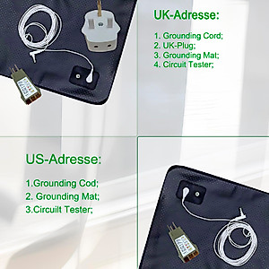 HUNAIGEE Breathable Grounding Mattress Pad Grounding Mat Kit for Bed Grounding Mats for Sleeping Plus 15ft Grounding Cord 28 x 71inch Grounding Sleep Mat Earthing Sheet 100% Conductive Leatherette