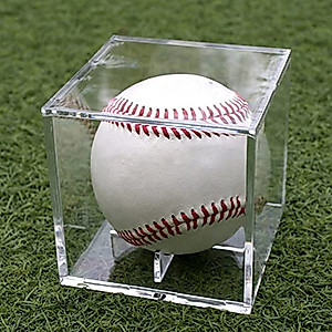 Baseball Display Case Acrylic Cube - UV Protected Acrylic Baseball Holder, Display Case for Autographed Baseball, Tennis Ball, Golf Ball, Billiard Ball, Memorabilia Display Cases (1 Pack)