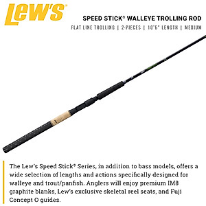 Lew's Speed Stick 10'6"-2 Medium Flat Line Trolling Walleye Rod