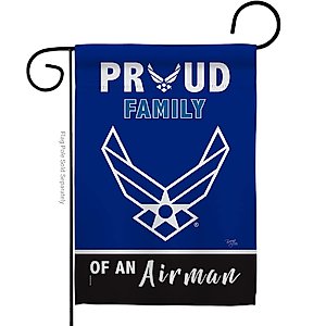 Proud Family Airman Garden Flag - Armed Forces Air Force USAF United State American Military Veteran Retire Official - House Decoration Banner Small Yard Gift Double-Sided Made In USA 13 X 18.5