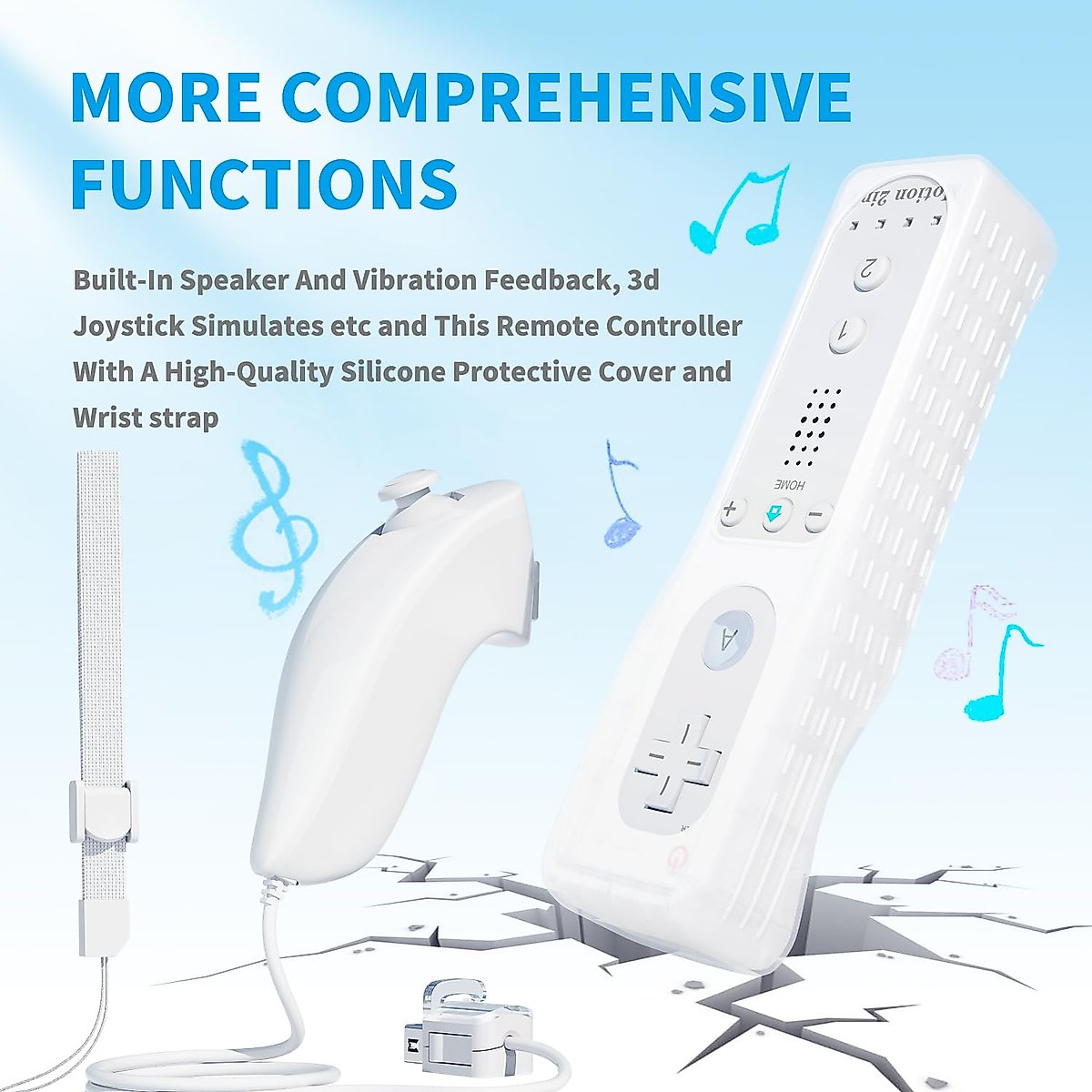 2 Pack Wii Remote with Wii Motion Plus Inside | Shock Wii Nunchuk Controller | Compatible Nintendo Wii, Wii U