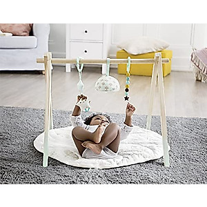 B. toys – Wooden Baby Play Gym – Activity Mat – Starry Sky – 3 Hanging Sensory Toys – Organic Cotton – Natural Wood – Babies, Infants