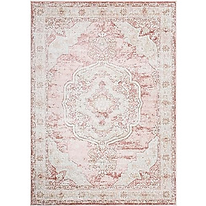 Livabliss Bilal Vintage Medallion Area Rug, 7'9" x 9'6", Rose