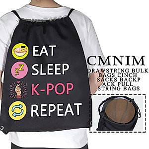 CMNIM K-POP Makeup Bag Eat Sleep Repeat Travel Pouch Merchandise Gift for Women Girl (Black DB)