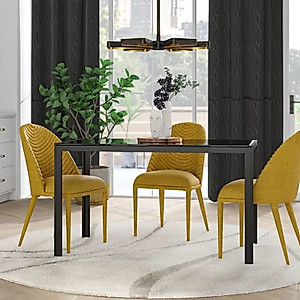 COSVALVE Tempered Glass Dining Table, Table with Rust Resistant Legs, for Kitchen Dining Room Restaurant Coffee Shop Domestic (Black Dining Table)