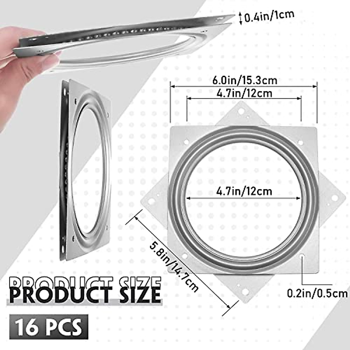 Pack of 8, 6-Inch Lazy Susan Hardware, Silver Lazy Susan Turntable Bearing 5/16" Thick 300lbs for Turntable, Serving Trays, Kitchen Storage Racks, Craft Table, Rotating Bearing Plate