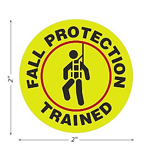 SmartSign "Fall Protection Trained" Pack of 5 Hard Hat Labels | Retro-Reflective, 2" Circle