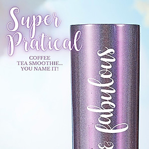 Onebttl 60th Birthday Gifts for Women, 60 & Fabulous, 60th Birthday Gift Idea for Women, 60th Bday Gifts, Stainless Steel Tumbler 20Oz - Purple