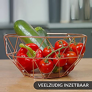 Fruit Bowl for Kitchen Counter - Fruit Basket for Kitchen Countertop - Copper Fruit Bowls Vintage Style - Keeps Fruits and Vegetables Fresh - 10.2 x 4.7 x 5.3 in…