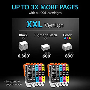 Smart Ink Compatible Ink Cartridge Replacement for Canon 280 281 PGI-280XXL CLI-281XXL (10 Combo Pack) to use with Pixma TR8520 TS9120 TS6120 TR8620 TR8620a TS6320 TR7520 TS6220 (PGBK & BK/C/M/Y)
