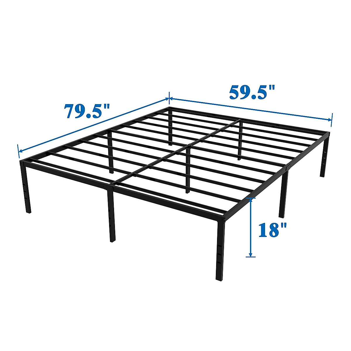 Caplisave Queen Bed Frame Metal Platform 18 Inch High Bed Frame Queen Size Heavy Duty Metal Slat Support, Underbed Storage Bed Frames, Easy Assembly, No Box Spring Needed