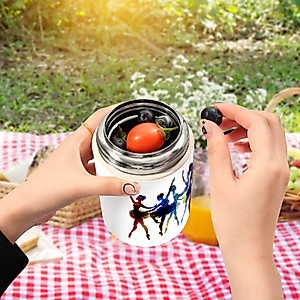 Ballerina Dancing Kids Womens Lunch Insulated Jar with Spoon 17oz/500ml Hot Food Storage Stainless Steel Vacuum Vacuum Insulated Thermal Lunch for Keep Food Warm