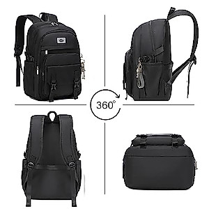 WIUFBE 15.6 Inch Laptop Backpacks School College Backpack Large Bookbags Anti Theft Travel Cusual Daypack For Teens Boys Girls Women(Black)