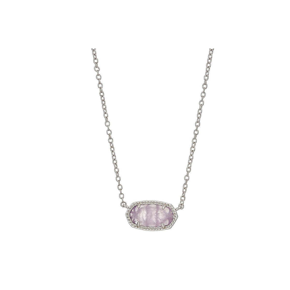 Kendra Scott Elisa Pendant Necklace for Women, Fashion Jewelry, Rhodium-Plated, Purple Amethyst