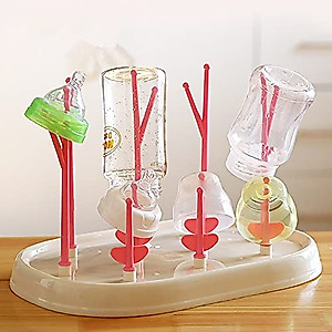 Gorgerous Baby Bottle Drying Rack with Tray Detachable Draining Rack Water Cup Rack Storage High Capacity Bottle Dryer Holder for Bottles,Teats,Cups,Pump Parts and Accessories (Pink with Cover)
