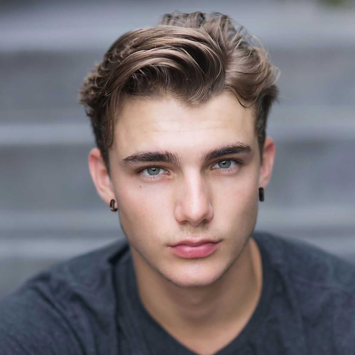 RIOSO 12Pairs Hoop Earrings for Men Stainless Steel Black Silver Men's Hoop Earring