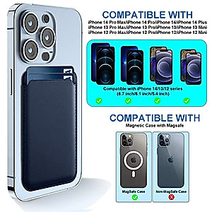 [2 Pack] Magnetic Card Holder Wallet for iPhone 15/14/13/12 Series with Magsafe, Leather Wallet for iPhone 15 14 Pro Max Plus Model, Mag-Safe Wallet for iPhone 13 12 Pro Max Mini Model, Black Blue