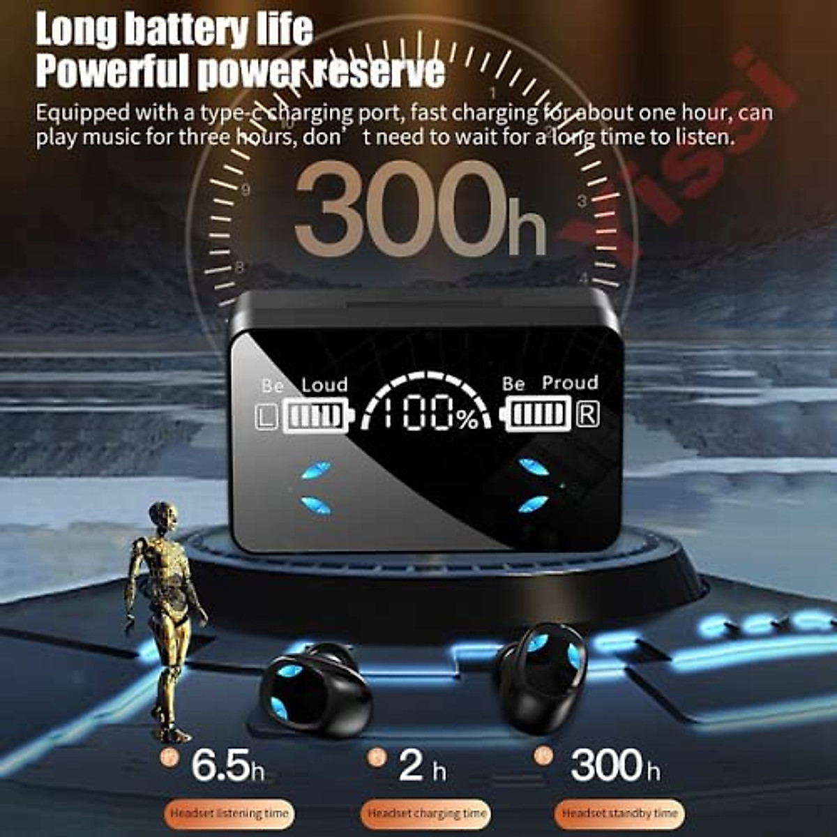 Bluetooth,X3 Wireless in Ear Ear Buds Headphones,Bluetooth 5.1,USB Charger,Lossless Digital Display, 9d Stereo Earbud Sports,Earphone,Touch Controls,Mirror,9D Stereo,Water Proof- Black,White