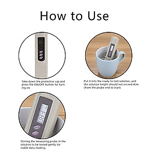1Pc Digital Total Dissolved, PPM Meter Meter Solids Meter Pen Water Quality Purity TEMPPPM Testing with Automatic Power Off Function