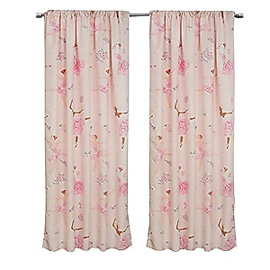 Kidz Mix Dancing Ballerina Window Curtains, 48x84, Pink