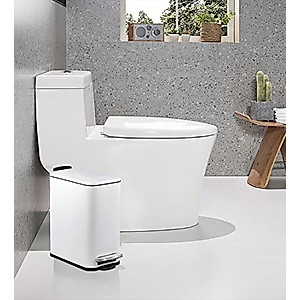 SIDIANBAN Bathroom Trash Can with Lid Soft-Close, Slim Wastebasket with Foot Pedal, 1.3 Gal Garbage Can with Inner Wastebasket for Bedroom, Office, Kitchen, Anti-Fingerprint Matte Finish (White)