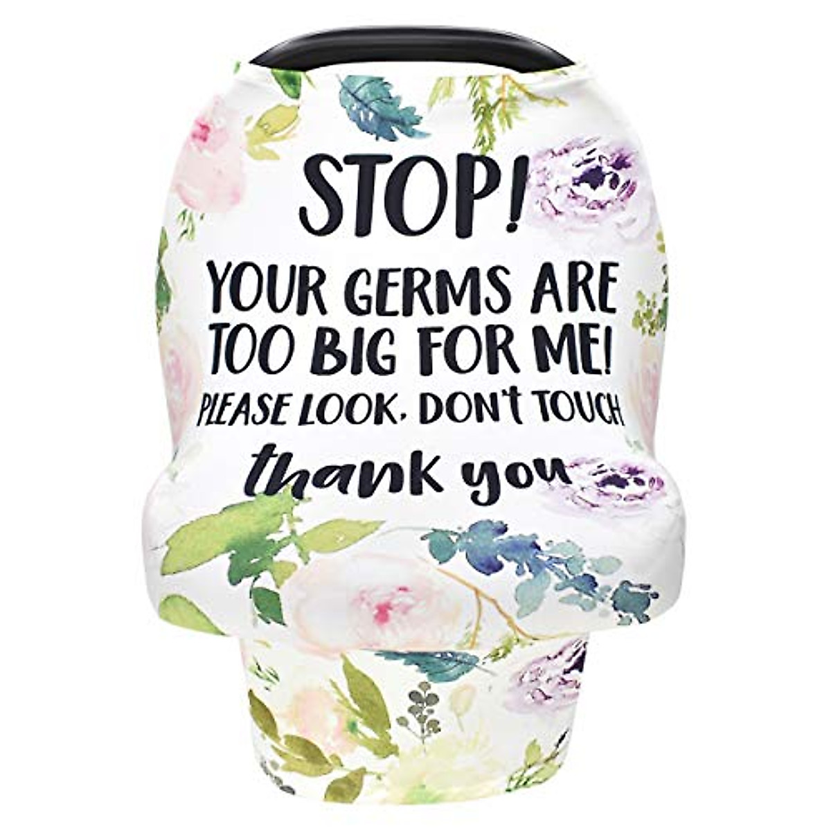 Baby Nursing Cover,Baby Car Seat Canopy,No Touch Sign Infant Stroller Cover Breastfeeding Cover,Soft Stretchy Nursing Cover Up for Baby (Leaf Flower)