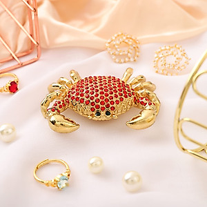 QIFU Hand Painted Crab Shape Decorative Enameled Trinket Box Hinged Unique Gift for Home Decor