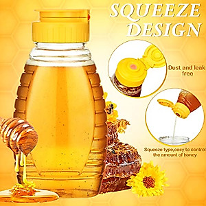 32 Pcs 8.8 oz Clear Plastic Honey Jar Empty Honey Bottles with Caps Refillable Honey Containers Leakproof Honey Squeeze Bottle Honey Bottle Container Holder with Flip Lid for Storing Dispensing Yellow
