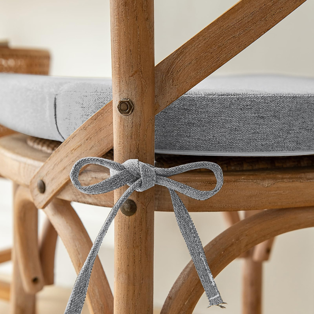 Eiury Kitchen Chair Cushion - 17"x16.5" Indoor Chair Pad with Ties for Dining Chairs - Non-Slip U-Shaped Rubber Back - Machine Washable Seat Cover - Grey