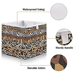 Kigai Animals Print Cube Storage Bins - 11x11x11 In Large Foldable Storage Basket Fabric Storage Baskes Organizer for Toys, Books, Shelves, Closet, Home Decor