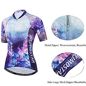 Cycling Jersey Women,Ladies Summer Short Sleeve Road Bike Tops Cycling Clothing Breathable Bicycle Shirts