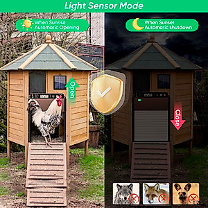 Automatic Chicken Coop Door - Solar Chicken Door with Timer, Light Sensor, Anti-Trap, Remote Control, Full Aluminum and Weatherproof, Anti-Pinch Design for Chickens Ducks Farms